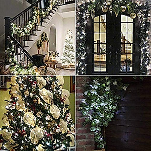 Beewin Upgraded Solar Christmas Lights, 2Pack 33Ft 100Led Solar Lights Outdoor String, Waterproof Transparent Copper Wire 8 Modes Fairy Lights for Wedding Patio Garden Yard Party (White)