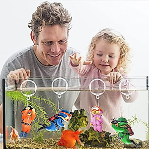 4 Pack Floating Fish Tank Decorations，Cute Little Diver Aquarium Decoration Cartoon Fish Playmate with Floating Device Fish Tank Accessories