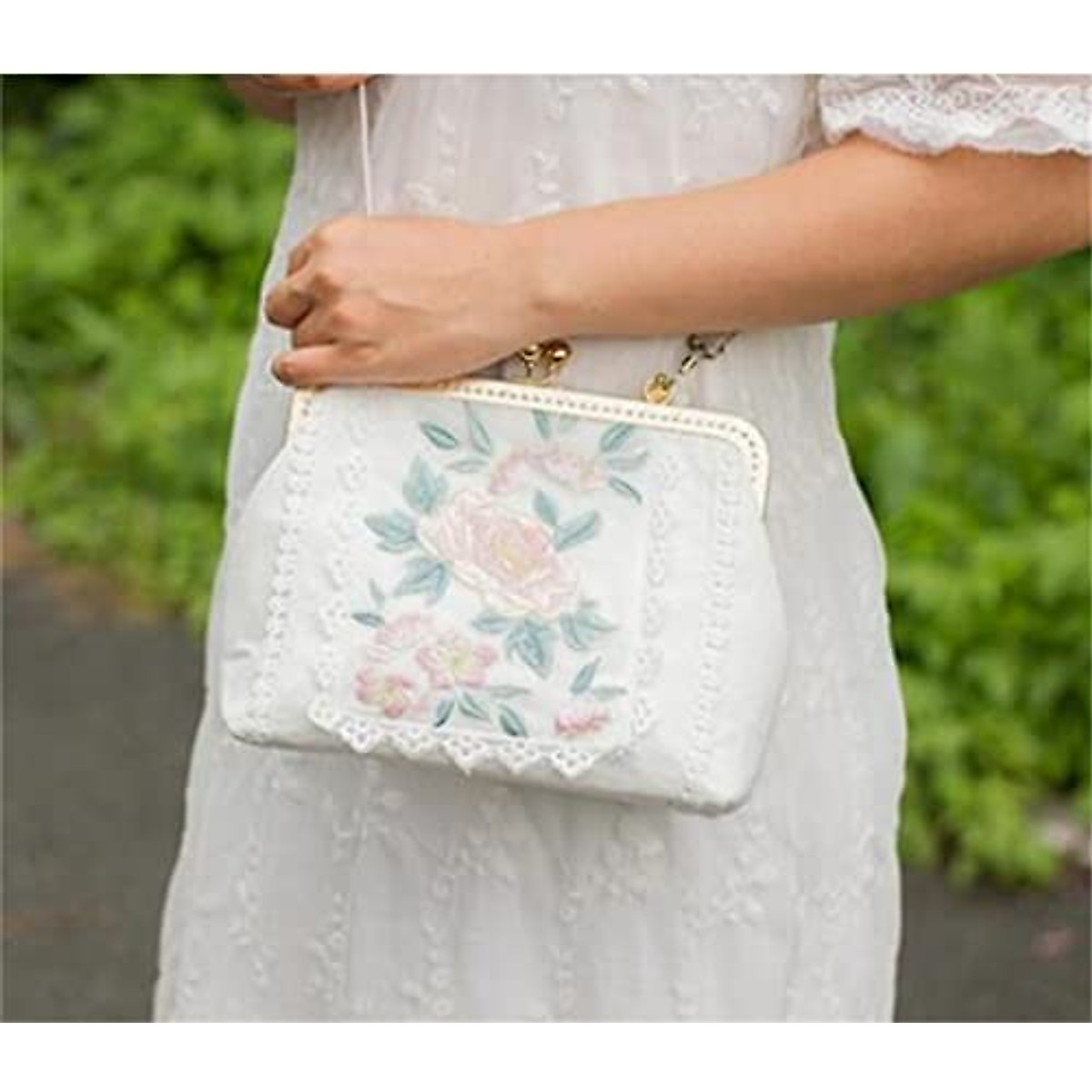 DANN Women's Vintage Handbag Chinese Embroidery Purse and Women's Bag Shoulder Bag with Chain