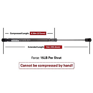 Vepagoo SX140P15 14 inch 15Lbs/67N Gas Shocks Struts Lift Support for Truck ToolBox Costco Tool Box, Leer Camper Shell Truck Topper Rear Window, Set of 2