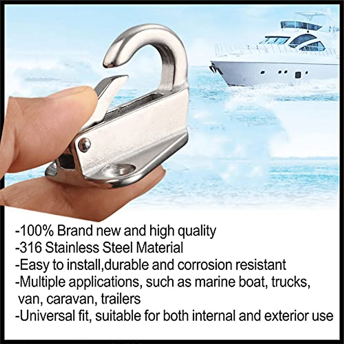 Stainless Steel 316 Fending Hooks Fender Spring Hook Snap Attach Rope Boat Sail Tug Ship Marine Hardware Boats Accessories (2)