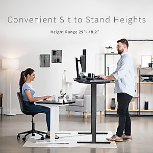 VIVO Electric 63 x 32 inch Standing Desk Workstation, Memory Controller Height Adjustment, 1B Series, Dark Walnut Top Black Frame, DESK-KIT-1B1D