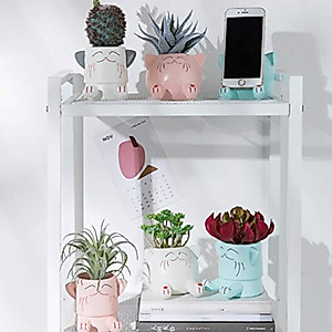 BESPORTBLE Knickknack Planter Container vase Decor Mobile Phone Holder Mini Table top Decor vase Desk top Decor Flowers Decorate Ceramics Desk Mini containers Succulents Cat Basin Bracket