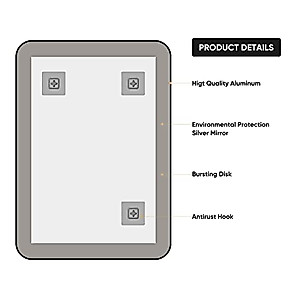 SNUGACE Black Metal Framed Mirror Rectangle Wall Mount Bathroom Vanity Mirror, 24” X 36”