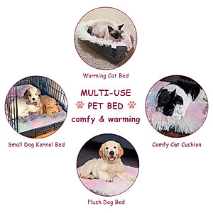 Chintu Rainbow Pet Bed Mat, Washable, Faux Fur, 24 x 20 Inches, for Small Medium Dogs and Cats, 2-in-1 Design