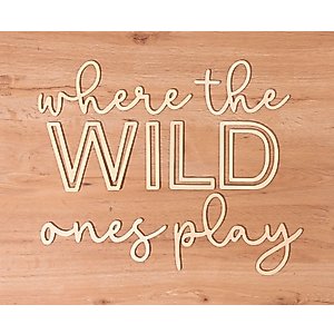 Playroom Wall Decor, 24" XL 3D Where The Wild Ones Play Nursery Sign Wooden Wall Art Decoration for Kids Toddler Room Decor Boys and Girls Home Bedroom Word Sign (Wood - Natual Color)