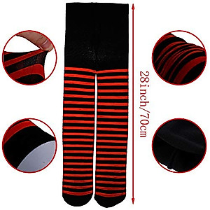 Omigga 4 Pairs Children's Tights Full Striped Tights Thigh High Cosplay Costume Socks for Girl Kids Halloween Christmas Costume Accessory Multicolored