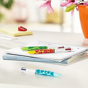 BIC 4 Colours Velours Ball Pens Medium Point (1.0 mm) - Assorted Barrel Designs, Pack of 3, Black