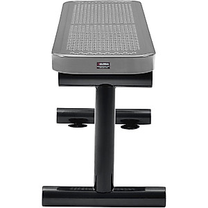 Global Industrial 48" L Outdoor Steel Flat Bench, Perforated Metal, Gray