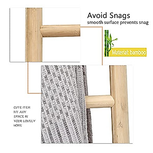 FUIN Fully Assembled 6ft Bamboo Blanket Ladders Wood Decorative Wall Leaning Rustic Farmhouse Bathroom Quilt Towel Display Rack Holder