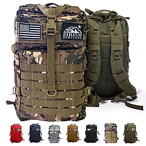 Sirius Survival 50L Expeditionary Tactical Backpack - Large Molle Bag (Navy Blue)