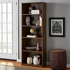 Adjustable 5-Shelf Wood Bookcase Storage Shelving Book Wide Bookshelf 71" Tall Standing Shelf Bookcase for Bedroom Living Room Kitchen Office