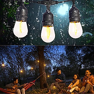 GLSbuld Outdoor String Lights, Patio String Lights with Bright 2W Shatterproof LED Bulbs for Patio, Backyard, Party, Porch, Bistro, Cafe Bar, Garden Outdoor (Plug, 48FT)