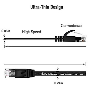 Cat 6 Ethernet Cable Black 10ft (2 Pack)(at a Cat5e Price but Higher Bandwidth) Flat Internet Network Cable - Cat6 Ethernet Patch Cable Short - Cat6 Computer Cable with Snagless RJ45 Connectors