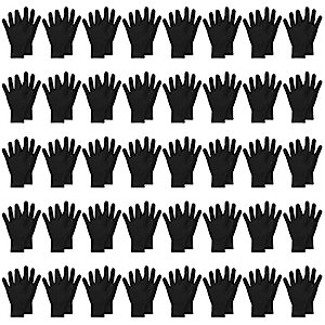 Seematn 50 Pairs Bulk Winter Magic Gloves, Knitted Winter Warm Gloves, Thick Knit Gloves for Adult Men Women Homeless Unisex (Black)