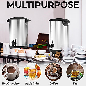 Zulay Commercial Coffee Maker Stainless Steel - 40 Cup Coffee Urn With Twist-Lock Lid & Cool-Touch Handles - Quick-Brewing Coffee Maker With Keep-Warm Mode For Events & Catering