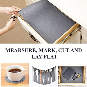 Hersvin Shelf Liners, 20in x 20ft Kitchen Drawer Mats, Non-Adhesive EVA Cupboard Protector, Cabinet Lining (Dark Gray/Dot)