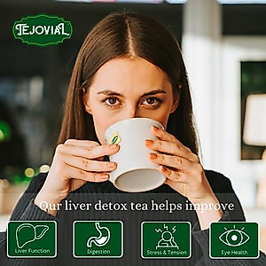 Tejovial Chrysanthemum Cassia Seed Tea Bags – Natural Liver Cleanse Detox & Repair Tea with Burdock Root, Osmanthus, Goji Berries, Honeysuckle –18 Herbal Tea Bags, 4.13 Oz Sugar Free Liver Detox Tea