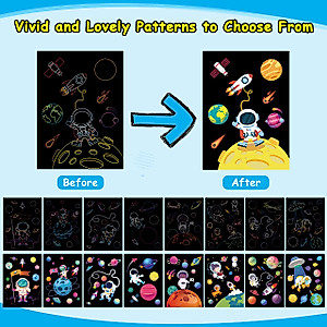 pigipigi QXNEW Rainbow Scratch Paper Art - Magic Craft Kit Gift for Kids Ages 3 4 5 6 7 8 9 10 11 12 Color Doodle Drawing Card Supply Set for Teen Preschool Children Birthday Christmas Activity Game