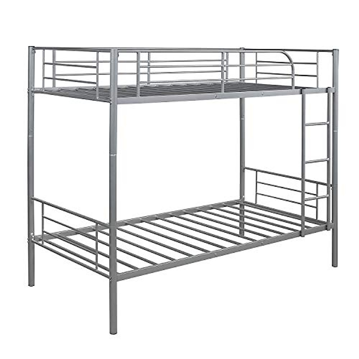 Metal Bunk Bed,Twin Over Twin Heavy Duty Bed Frame with Guardrails and Ladder for Boys, Girls,Teens and Adults,Convertible to 2 Separated beds(Silver)