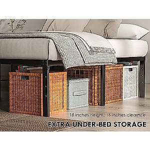 QEROMY 18-Inch Twin-Bed-Frame, Metal Platform Bed Frame Twin, Quick & Easy Assembly, Heavy Duty Bed Frame No Box Spring Needed, Noise-Free, Black