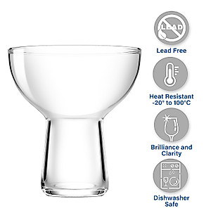 LEYU Stemless Margarita Glasses Set of 4, 11oz Margarita Glass for Frozen Cocktail, Mixed Drinks, Martini, Wine Glasses Set, Hand-Blown Glass Cups-Clear