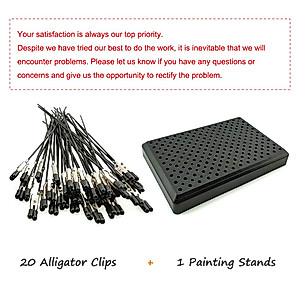 MAY.T Model Painting Alligator Clip Sticks 20PCS with Stand Base 1PCS for Airbrush Hobby Model Parts