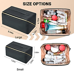 rlokosfb Portable Makeup Bag Opens Flat for Easy Access,Waterproof Cosmetic Bag Toiletry Bag,Travel Accessories Overnight Bag for Toiletries and Daily Use,Gifts for Women (Black Large, Super Large)