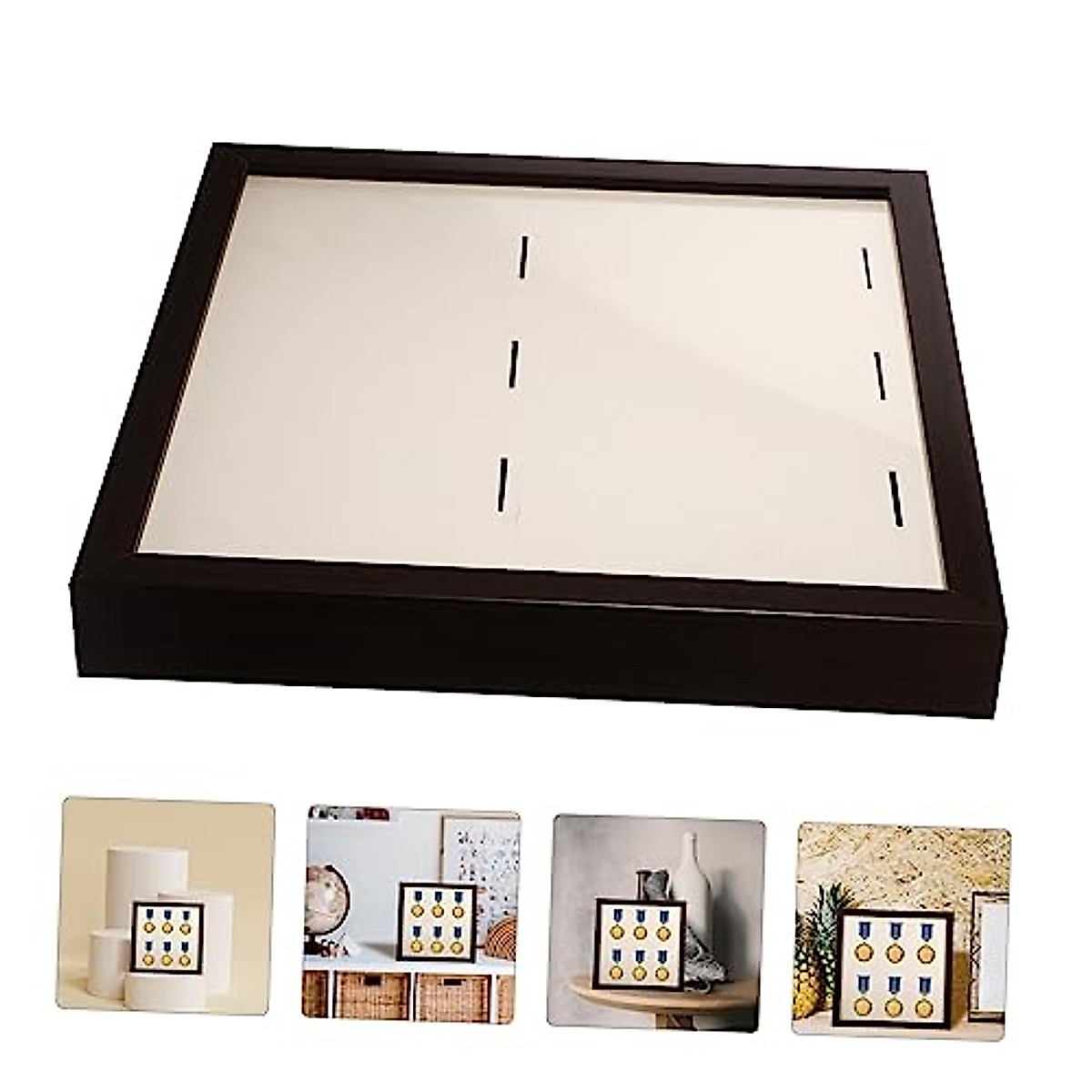 GAFOKI Box Medal Display Frame Multi Purpose Hanger Wood Easel Stand Desktop Decor Sports Medal Display Box Medal Frame Shadow Box Display Case Medal Holder Badge Photo Holder Metal Wood