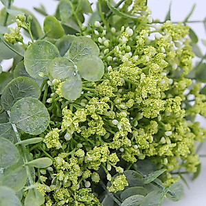 DLWJMDX A Bunch of Artificial Flowers Real Touch Babies Breath Flowers Artificial Eucalyptus Leaves Bouquet for Wedding Party Floral Arrangement Home Garden Office Festive Decoration