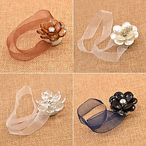 Mggsndi Floral Flower Magnetic Tiebacks Voile Net Door Curtains Ribbon Tie Backs Clip Tie - Convenient Drape TieBacks - for Window Sheer Blackout Draperies Home Office Decorative Coffee