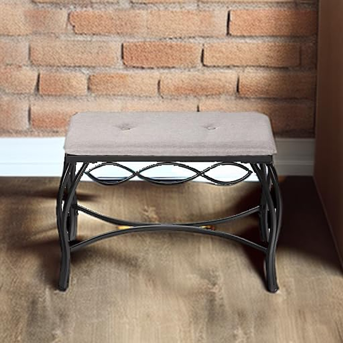 Mango Steam Heather Gray Shoe Bench - Vanity Seat for Makeup Room, Dressing Stool, Entryway Bench - Powder Coated, Upholstered, Space Saving