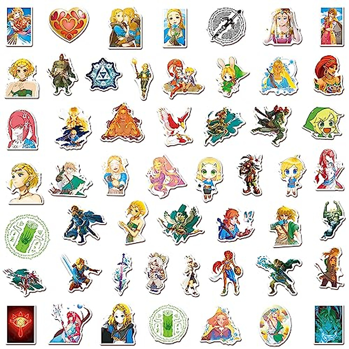 Stickers for Zelda Legend Amiibo Kingdom Tears Fans Kids Teens Boys Party Favors Toys Vinyl Waterproof Laptop Water Bottle Stickers, A, Pack of 50