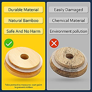 16oz Beer Glasses Lids with Straw Hole Drinking Glass Cups Anticorrosion Beer Can Cups Lids Bamboo Lids Include Reusable Glass Straight Curved Straw and Brush for Drinking Glasses (10 Pieces)