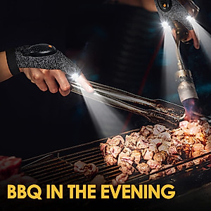 Stocking Stuffers for Men Gifts Christmas LED Flashlight Waterproof Gloves - Rechargeable Flashlight Gloves Birthday Gifts for Dad Adults Women Cool Gadgets Fishing Camping Tools Gloves with Lights