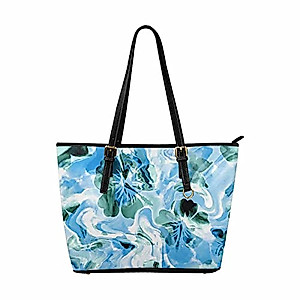 InterestPrint Women's PU Leather HandBags Ladies Shoulder Bags Tote Bags Butterflies, Hibiscus Flower