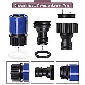 Bates- Garden Hose Quick Connectors, 4 Set, 3/4 Inch, Male and Female, Plastic Hose Connector, Garden Hose Quick Connect Hose Fittings, Water Hose Quick Connect Fittings, Quick Release Hose Connector