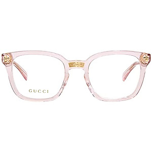 Gucci GG0184O 013 Transparent Pink Square Unisex Eyeglasses