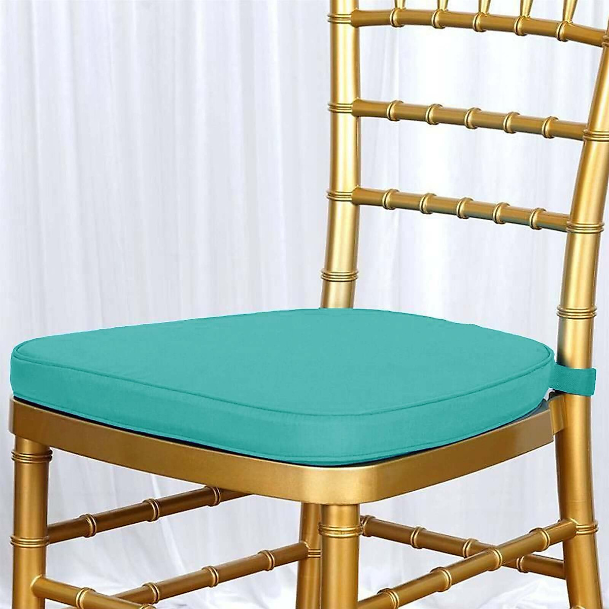 Efavormart 2" Thick Turquoise Chiavari Chair Pad, Memory Foam Seat Cushion with Ties and Removable Cover