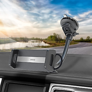 OQTIQ Tablet Holder for Car Dashboard Windshield Car Tablet Mount for Truck Strong Suction Cup Flexible Gooseneck Compatible with iPad Pro, Air, Mini, Galaxy, Fire, 4.7-13" Tablets, and 4-7" Phones