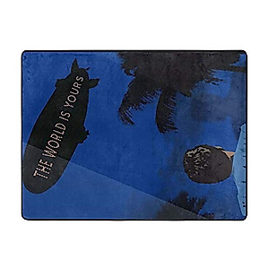 Vacu Al Pacino Scar-face The World is Yours Area Rug Carpet Non-Slip Large Floor Mat, Soft Fuzzy Indoor Carpet Bedside Rug for Kids Boys Bedroom Living Room Dorm Backyard Home Decor Mat 63 x 48 in