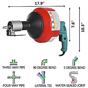 VEVOR 26FTx1/3Inch Electric Drain Auger, Plumbing Snake Drain Clog Remover Tools, Drain Cleaner Machine for Toilet, Sewer, Bathroom, Sink and Shower