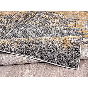 Abani Grey & Yellow Abstract Art Area Rug, Contemporary Style Rugs Laguna Collection Modern 7'9" x 10'2" Rectangle Accent Rug