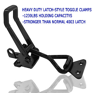 4Pack Heavy Duty Toggle Latch Clamp, 1320lbs 4003 Latch-Style Toggle Clamp with Lock Hook, Pull Action Latch with Catch Plate, Metal Quick Release Draw Latch for Trunk Jig Smoker Door Tool Boxes