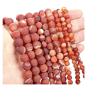 NHBT YU Natural Stone Beads Frosted Orange Striped Agate Loose Beads for Jewelry Making Needlework DIY Bracelet Strand 4-12 MM T87 (Color : H7352, Item Diameter : 8mm About 48 pcs)