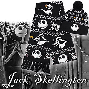 Disney The Nightmare Before Christmas Jack Skellington and Zero Beanie Scarf Set Black