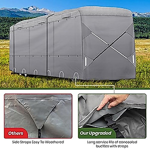 XGear Outdoors Class A RV Cover Windproof Upgraded fits 30' - 33' RV Motorhome, Extra-Thick 5 Layers Anti-UV Top Panel, Rip-Stop with 2PCS Extra Straps (Fits 30' - 33'/ W Tire Covers)