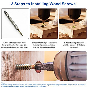 NINDEJIN Flat Head Wood Screws Assortment Kit, Phillips Drive Self Tapping Screws, M3.5 Small Wood Screws, Finish with Yellow Zinc Plated, 151 pcs Self-Tapping Screws Set with 1pcs Phillips Screw Bit