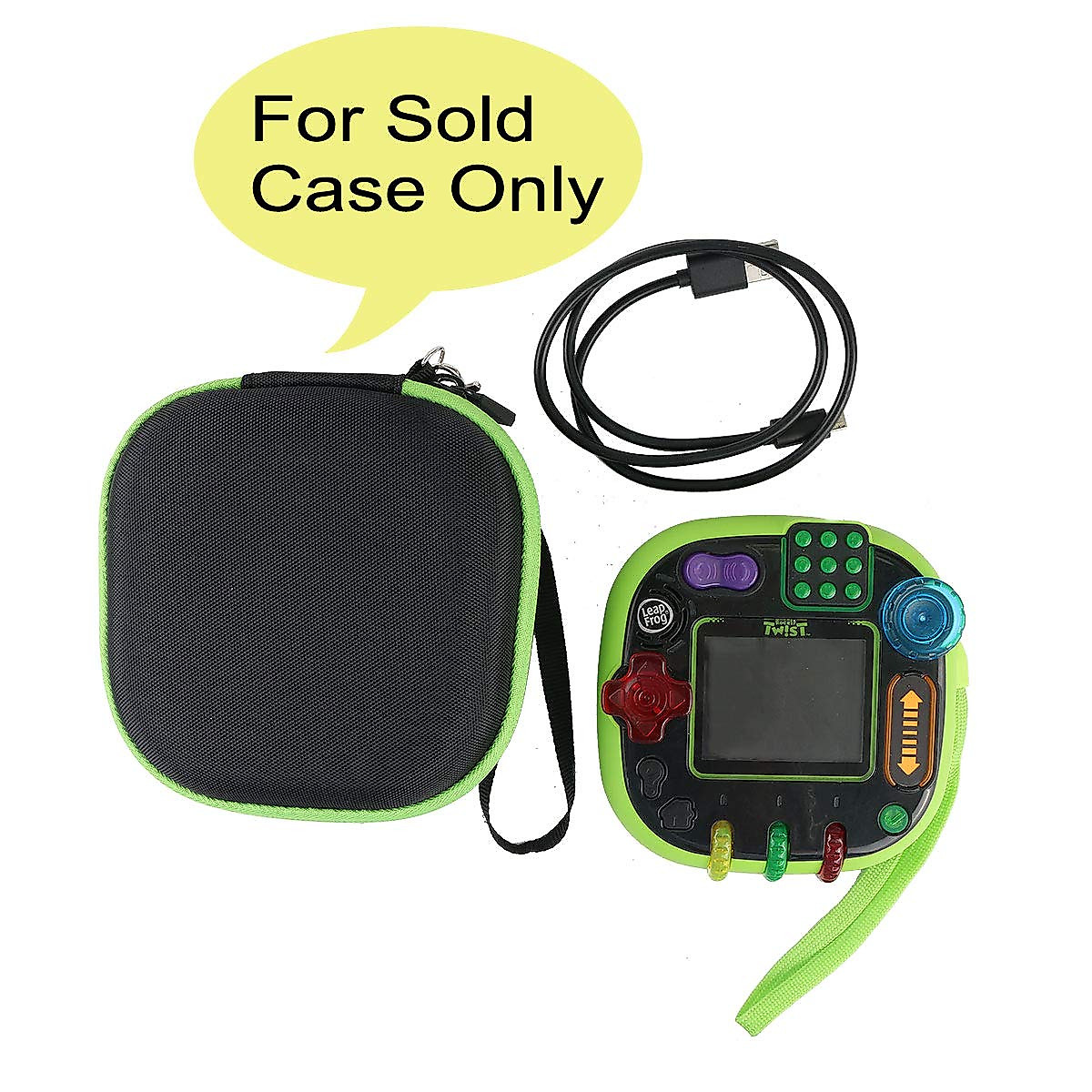 co2CREA Hard Travel Case Replacement for Leapfrog Rockit Twist Handheld Learning Game (Black Case + Green Zipper)