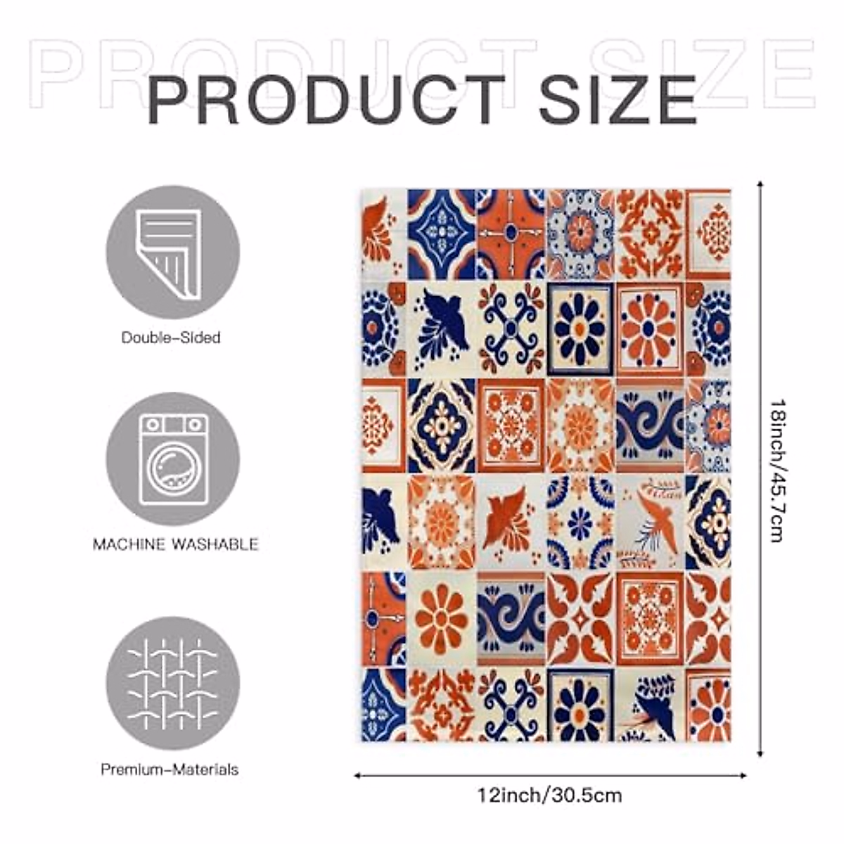 Double-sided garden flag Mexican Talavera Ceramic Tile Pattern Ethnic Folk Outdoor Flag Garden Flag Yard Outdoor Decoration （12×18in）.